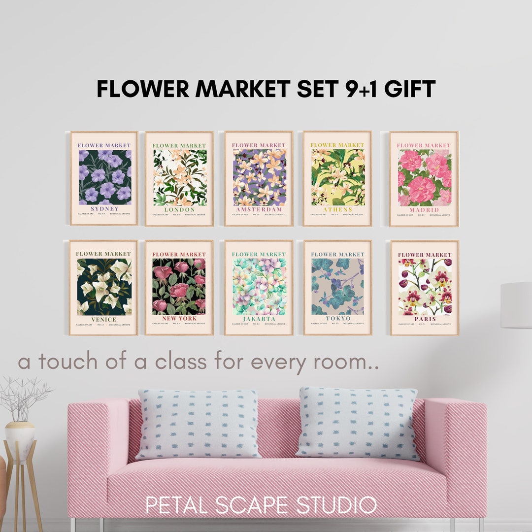 Flower Market Prints Set Flower Market Bundle, Floral Poster Set ...