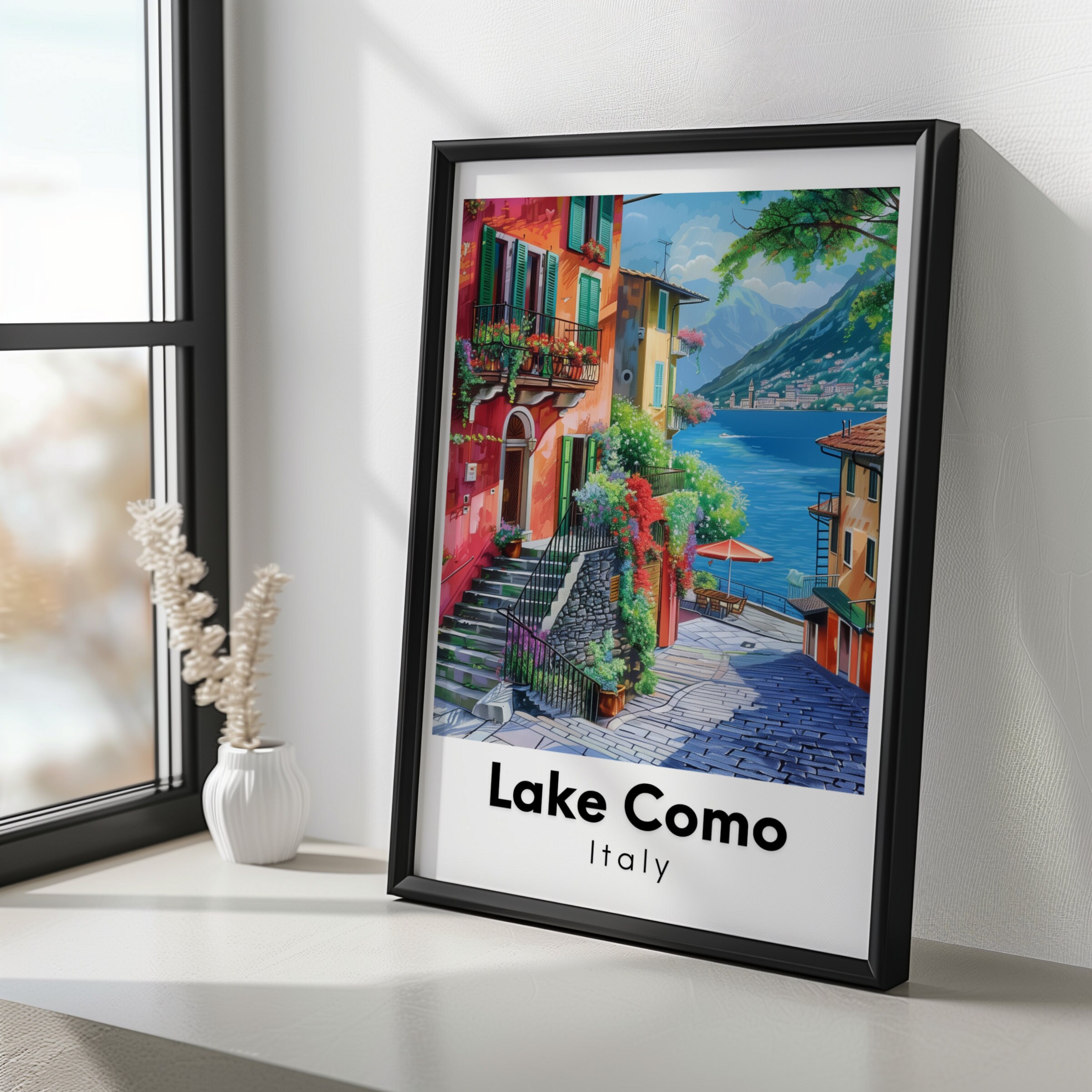 Lake Como Travel Poster Wall Art, Lake Como Art Print, Italy Art Print ...