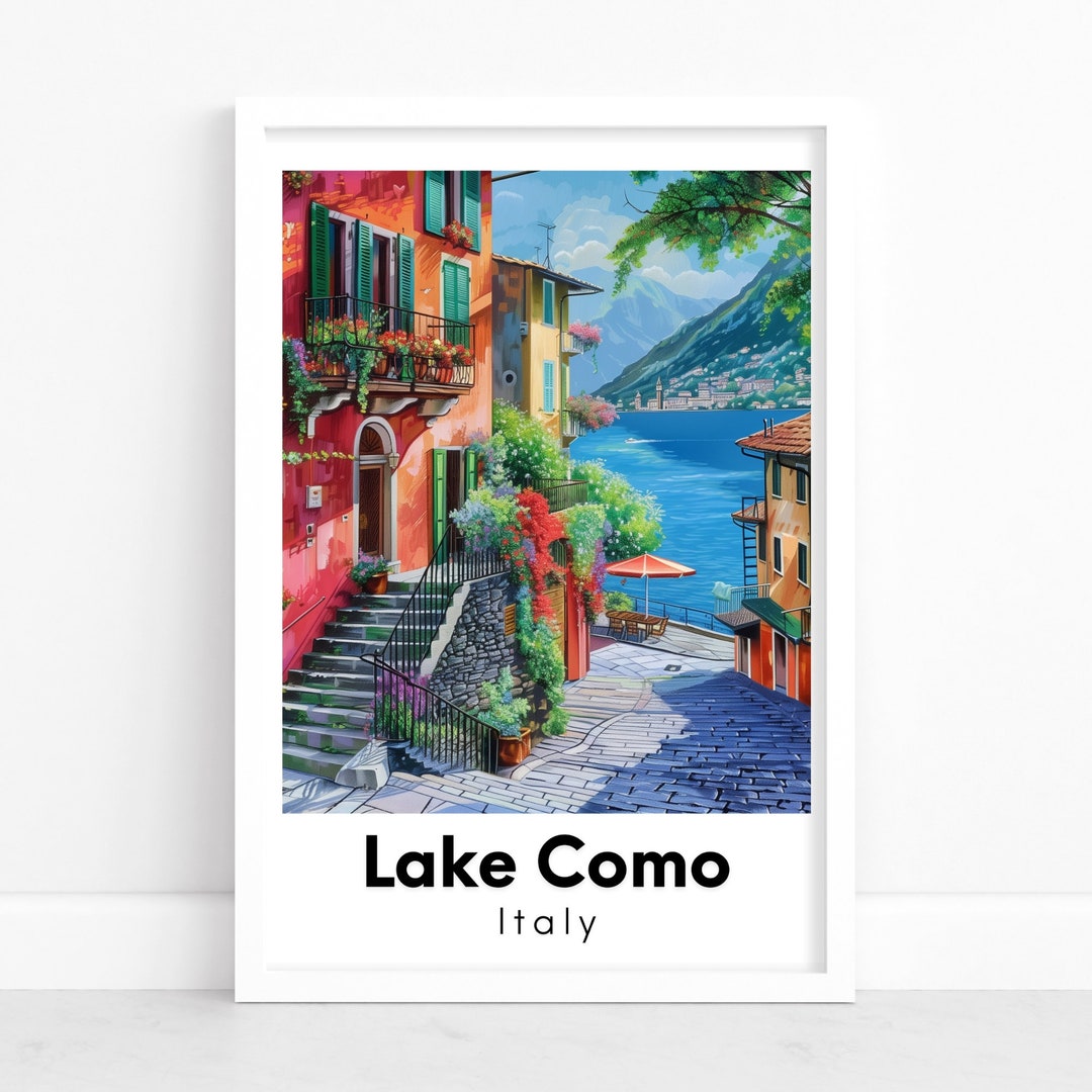 Lake Como Travel Poster Wall Art, Lake Como Art Print, Italy Art Print ...