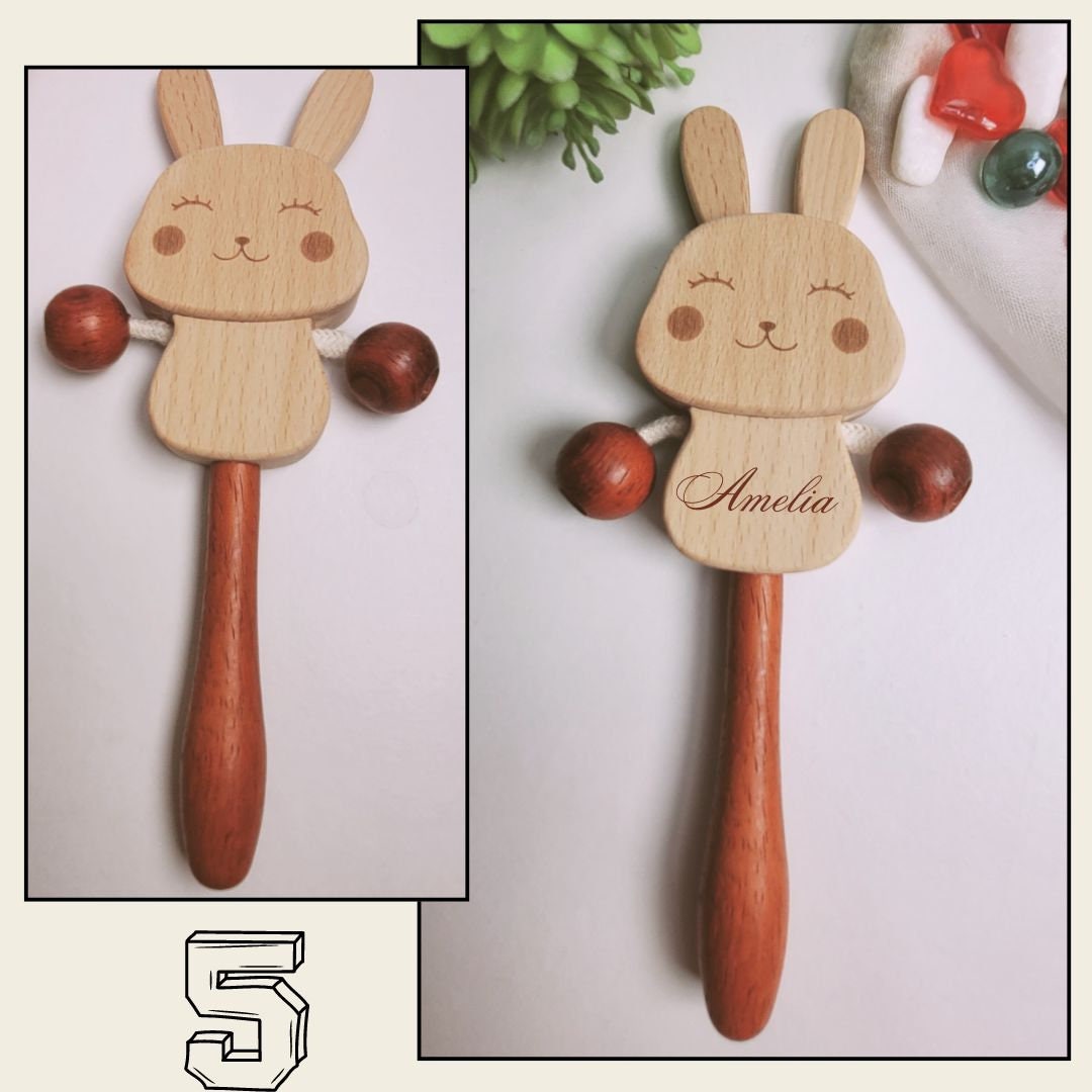 Music Instruments for Kids Baby Toys Rattles Wooden Activity Hand Bell ...