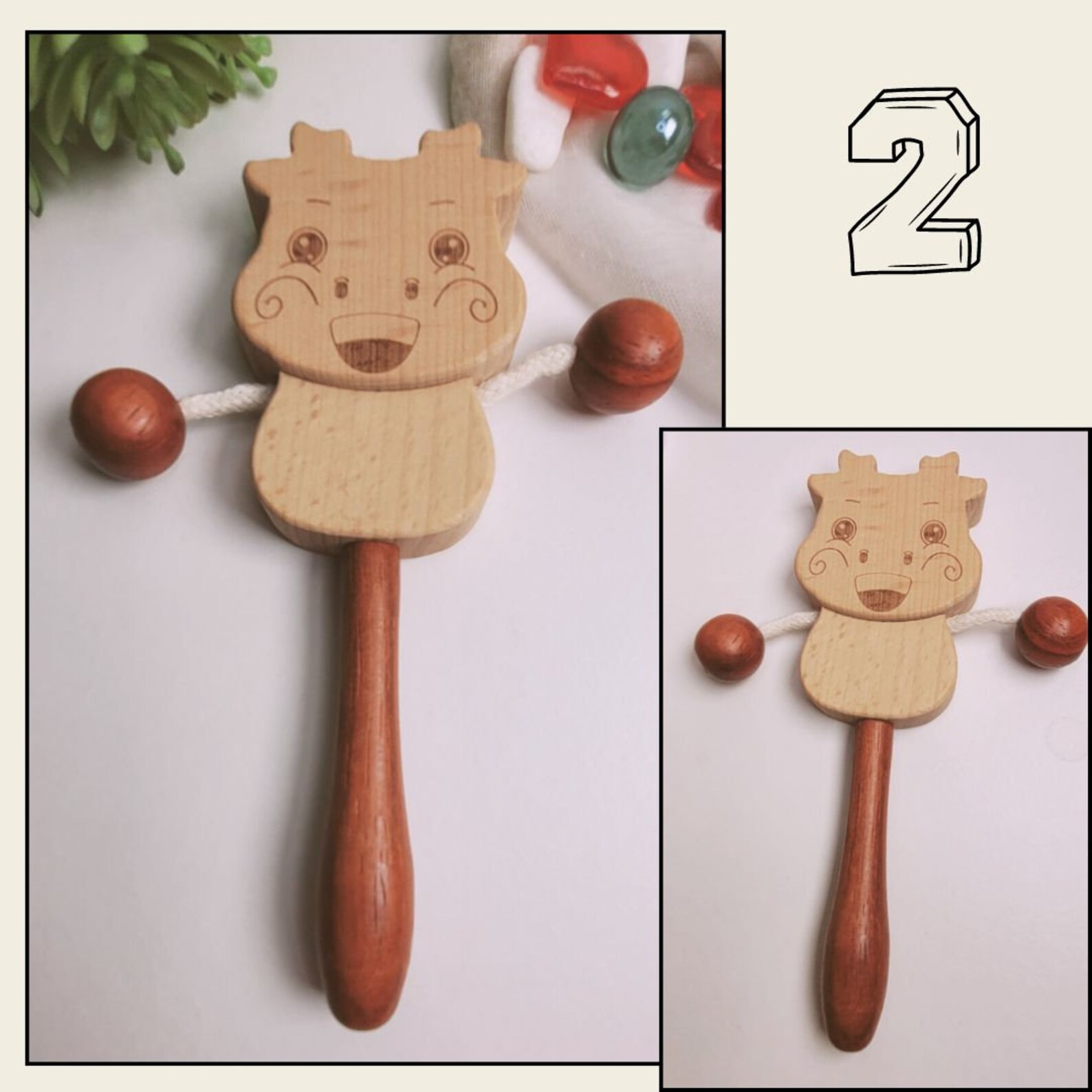 Music Instruments for Kids Baby Toys Rattles Wooden Activity Hand Bell ...