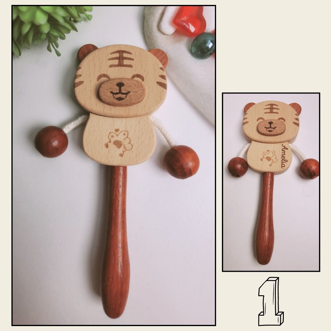 Music Instruments for Kids Baby Toys Rattles Wooden Activity Hand Bell ...