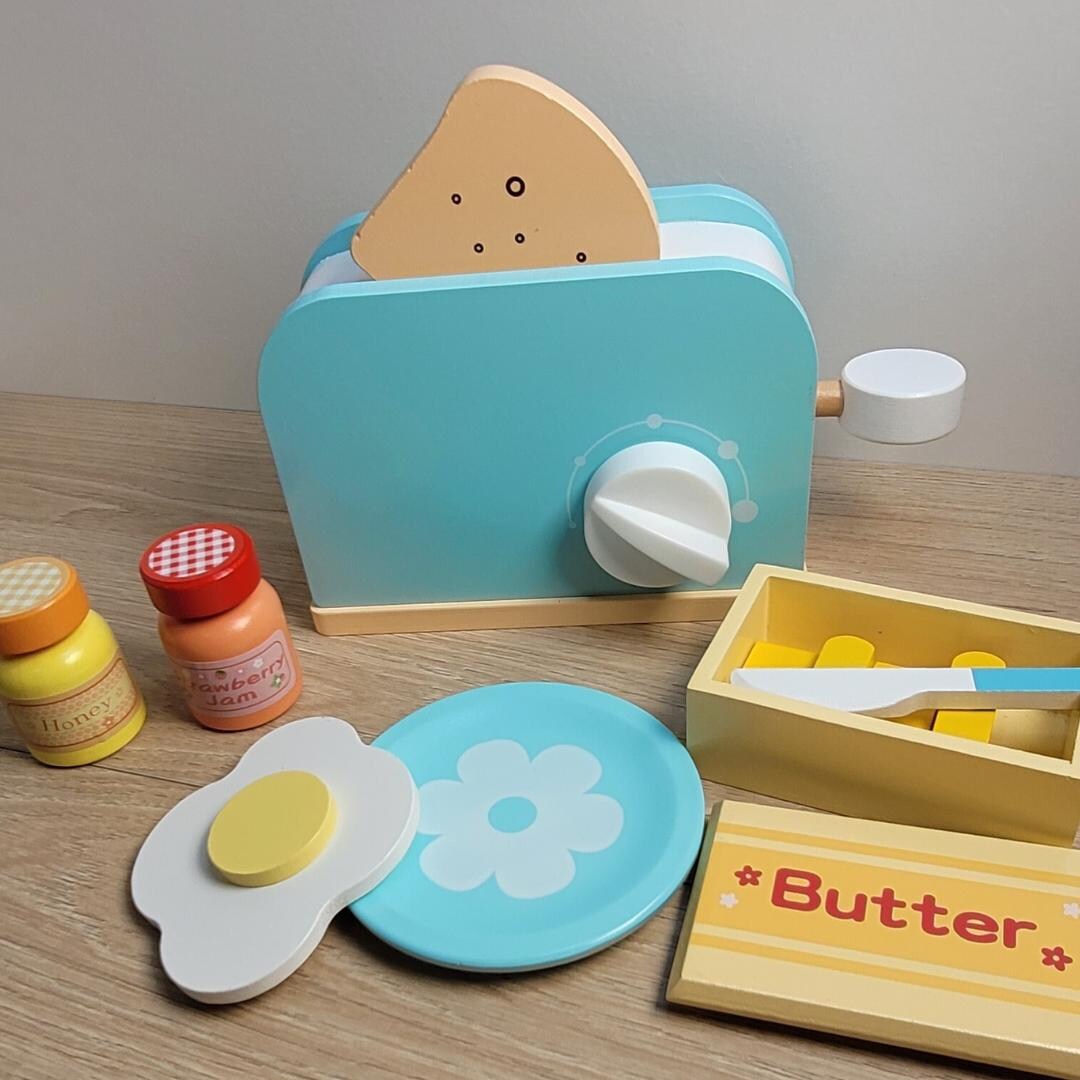 Personalise Tinkie Wooden Toy Toaster Food Set Breakfast Set Montessori ...