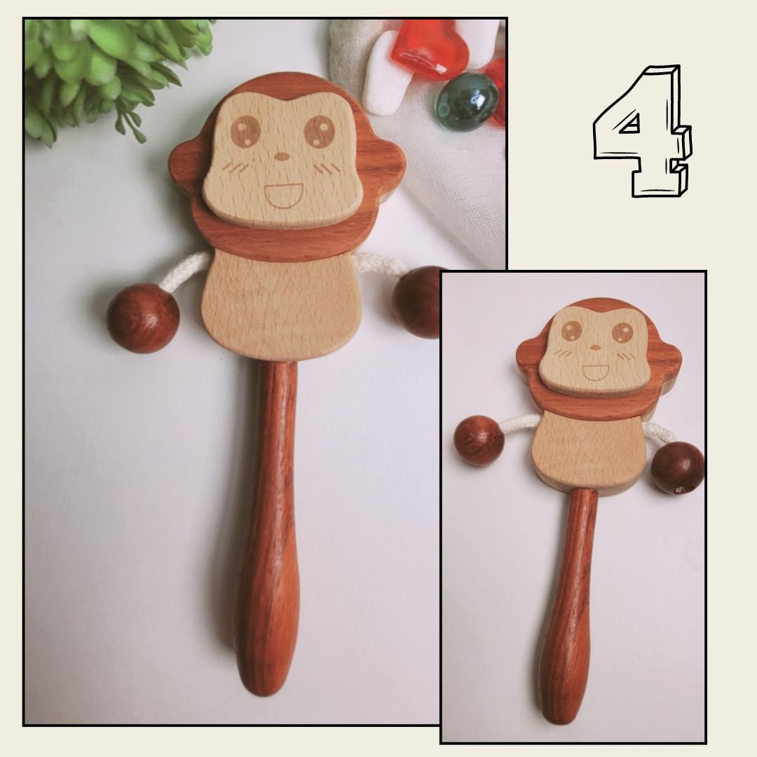 Music Instruments for Kids Baby Toys Rattles Wooden Activity Hand Bell ...