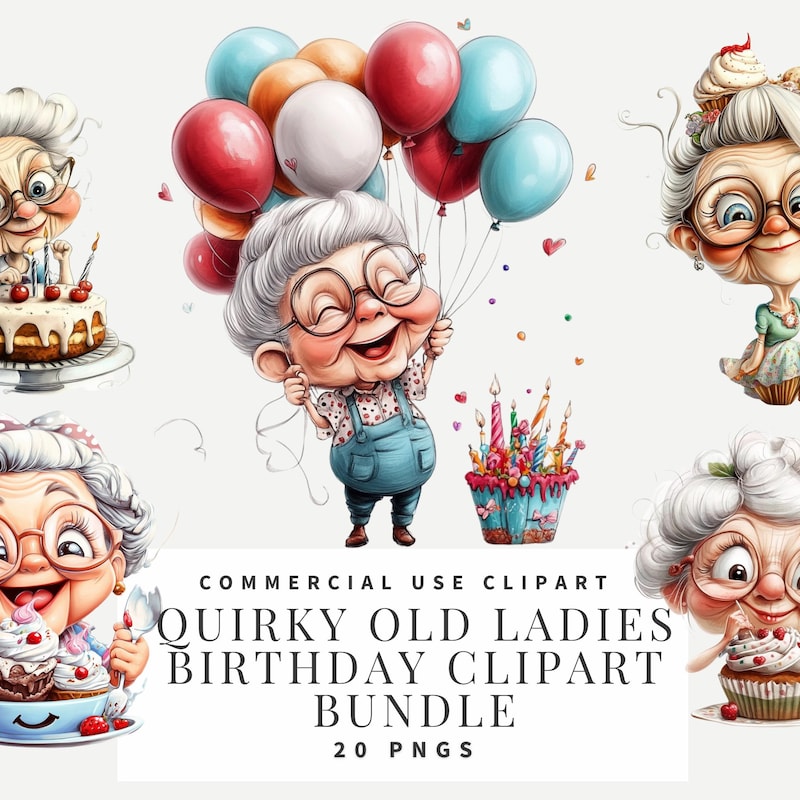 Funny Old Lady Clipart - Etsy