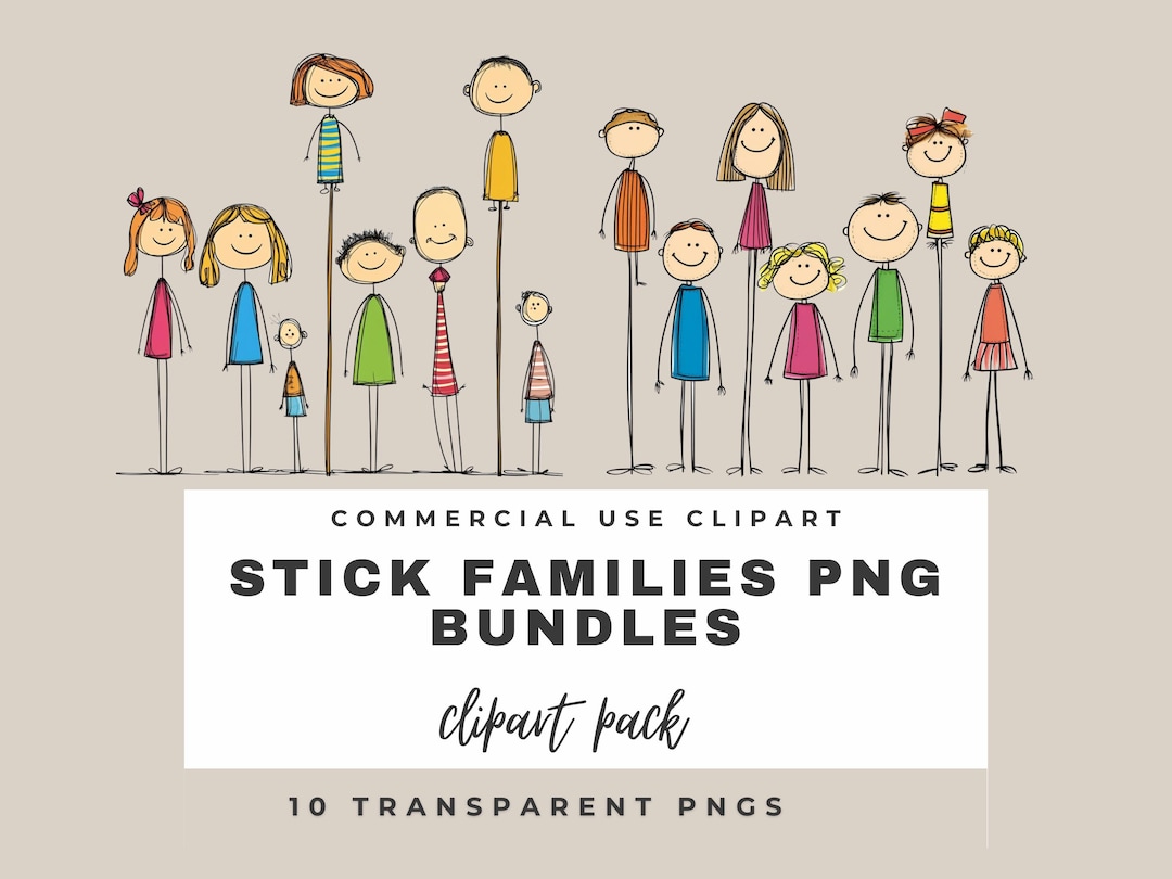 10 Stick Families Clipart Bundle, Family Clipart Png Bundle, Family ...