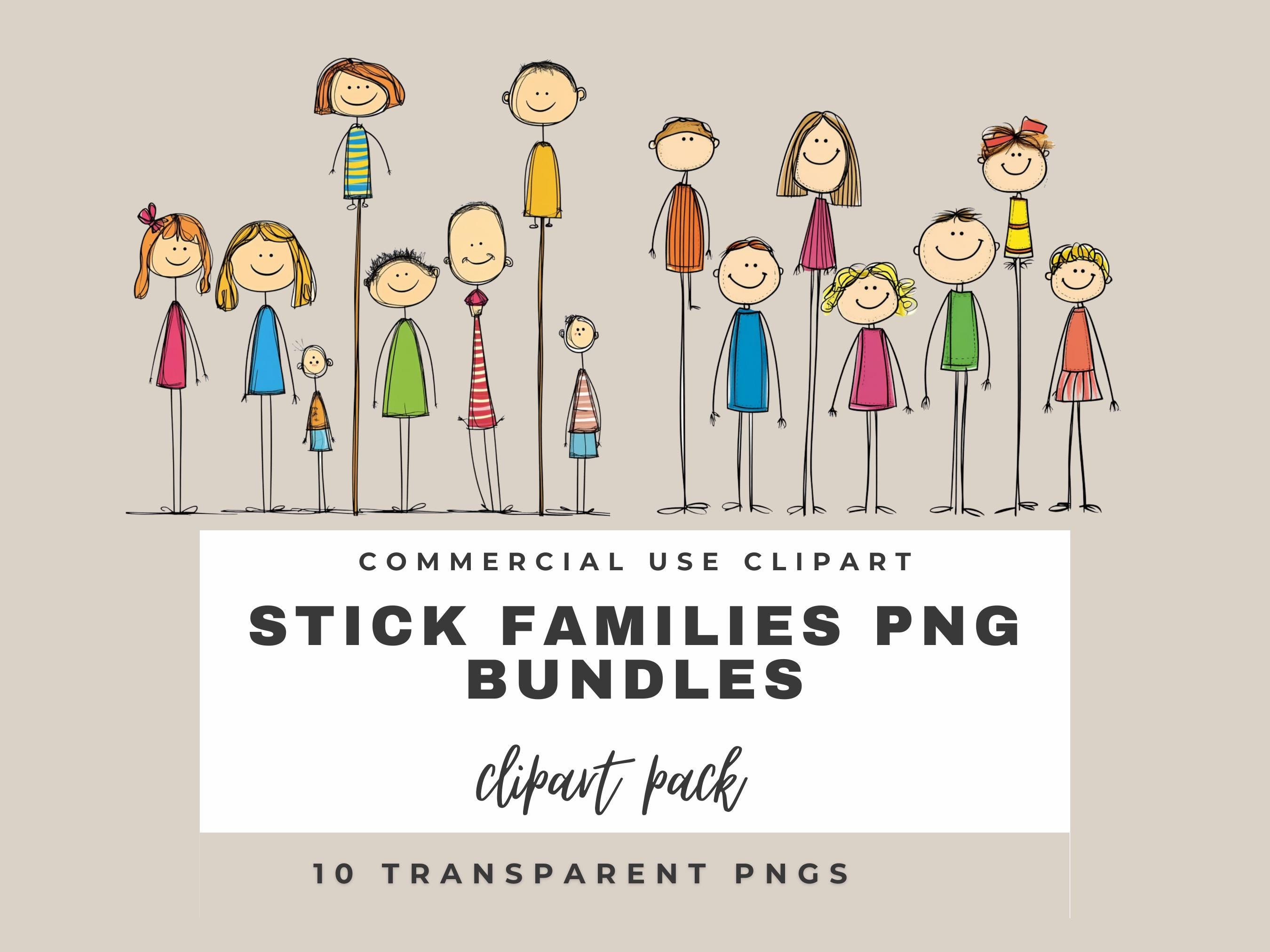 10 Stick Families Clipart Bundle, Family Clipart Png Bundle, Family ...