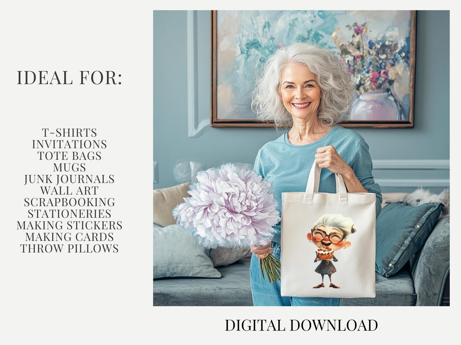 Png Watercolor Cute Old Ladies Food Lovers Eat Clipart Bundle Instant ...