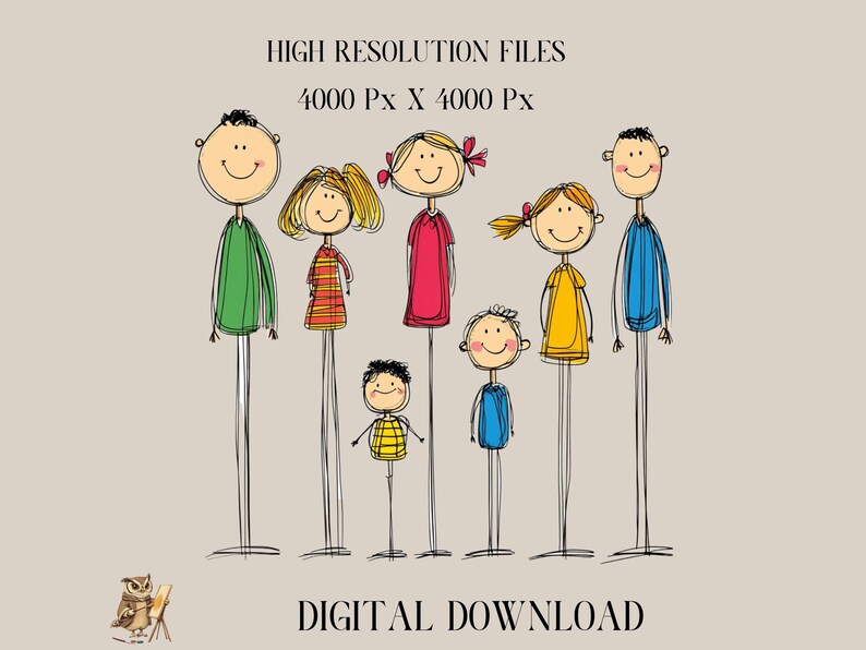 10 Stick Families Clipart Bundle, Family Clipart Png Bundle, Family ...