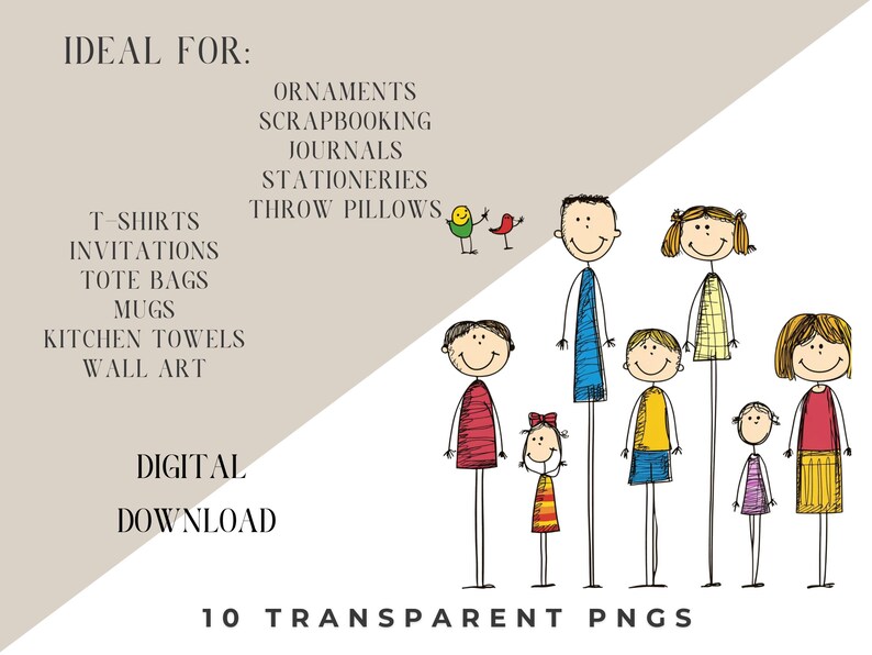 10 Stick Families Clipart Bundle, Family Clipart Png Bundle, Family ...