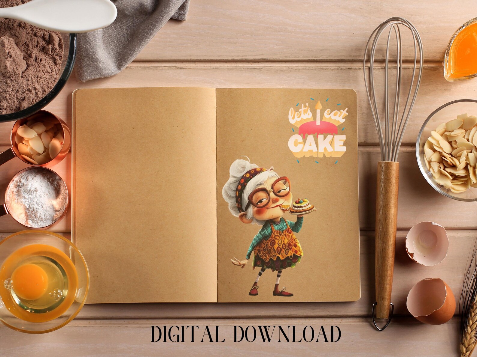 Png Watercolor Cute Old Ladies Food Lovers Eat Clipart Bundle Instant ...