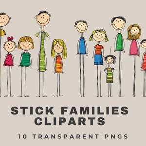 10 Stick Families Clipart Bundle, Family Clipart Png Bundle, Family ...
