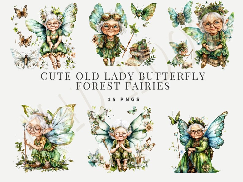 Png Watercolor Fairy Clipart Bundle Old Butterfly Forest Fairy Instant ...