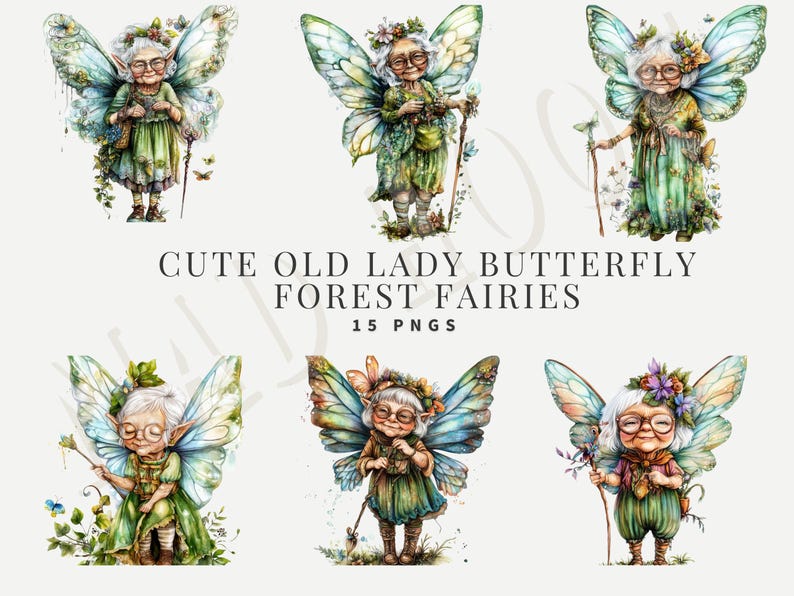 Png Watercolor Fairy Clipart Bundle Old Butterfly Forest Fairy Instant ...