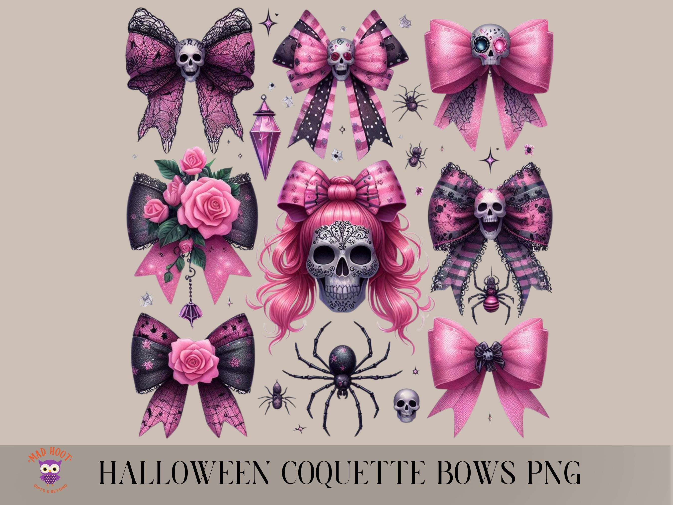 Halloween Pink Coquette Bow Png Trendy Pink Bows Collage Black Pink ...