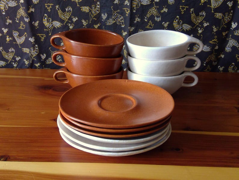 Vintage Raymor by Roseville Pottery Set of 6 Cups and Saucers in ...