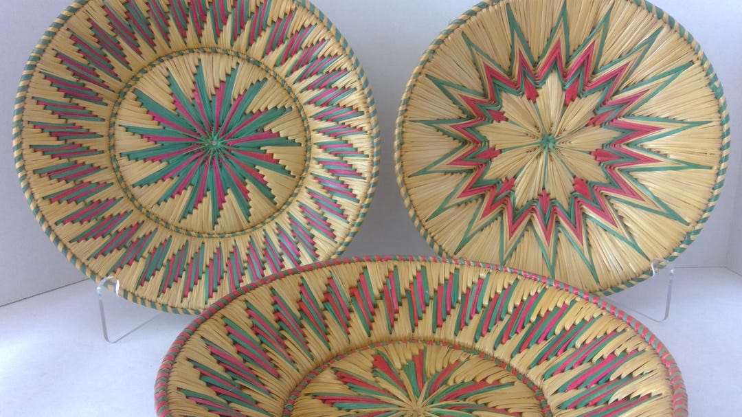 Handmade Moonj Woven Baskets, Traditional Hand Dyed Grass Woven in ...