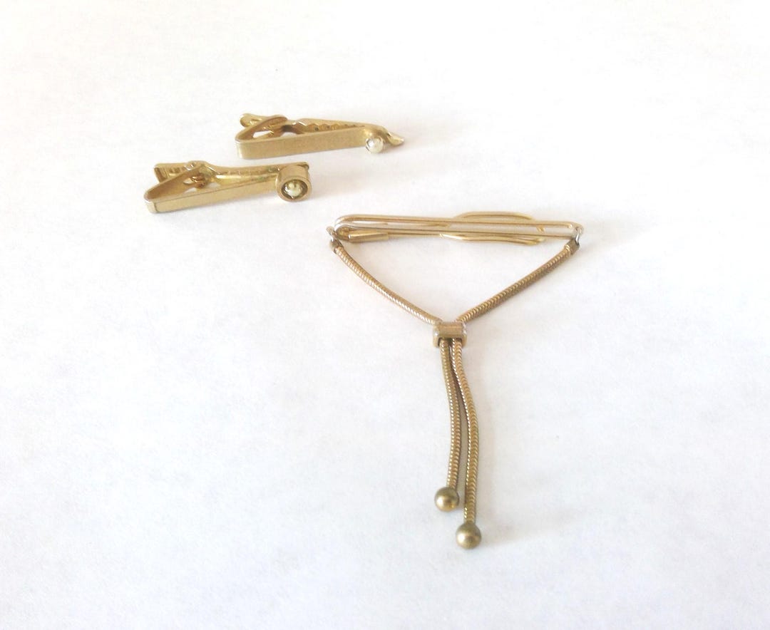 Vintage Swank, Shields, Gold Tone Tie Clips, Set of 3 - Etsy