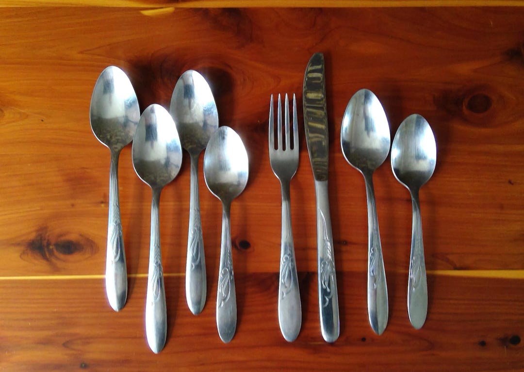 H B Co. USA or Utica Stainless 4 Pc Place Setting Plus Extra Flatware ...