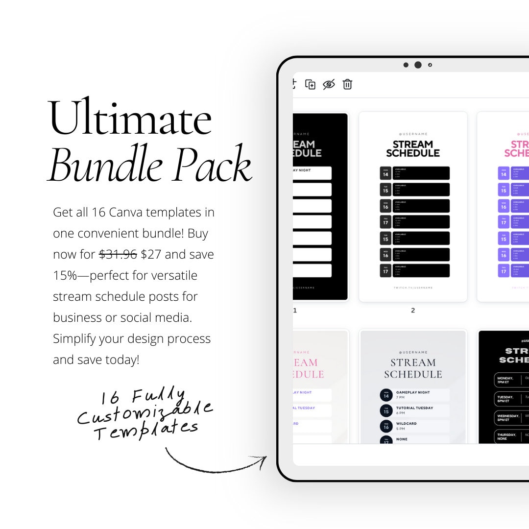 Editable Stream Schedule Canva Templates Fully Customizable Twitch ...