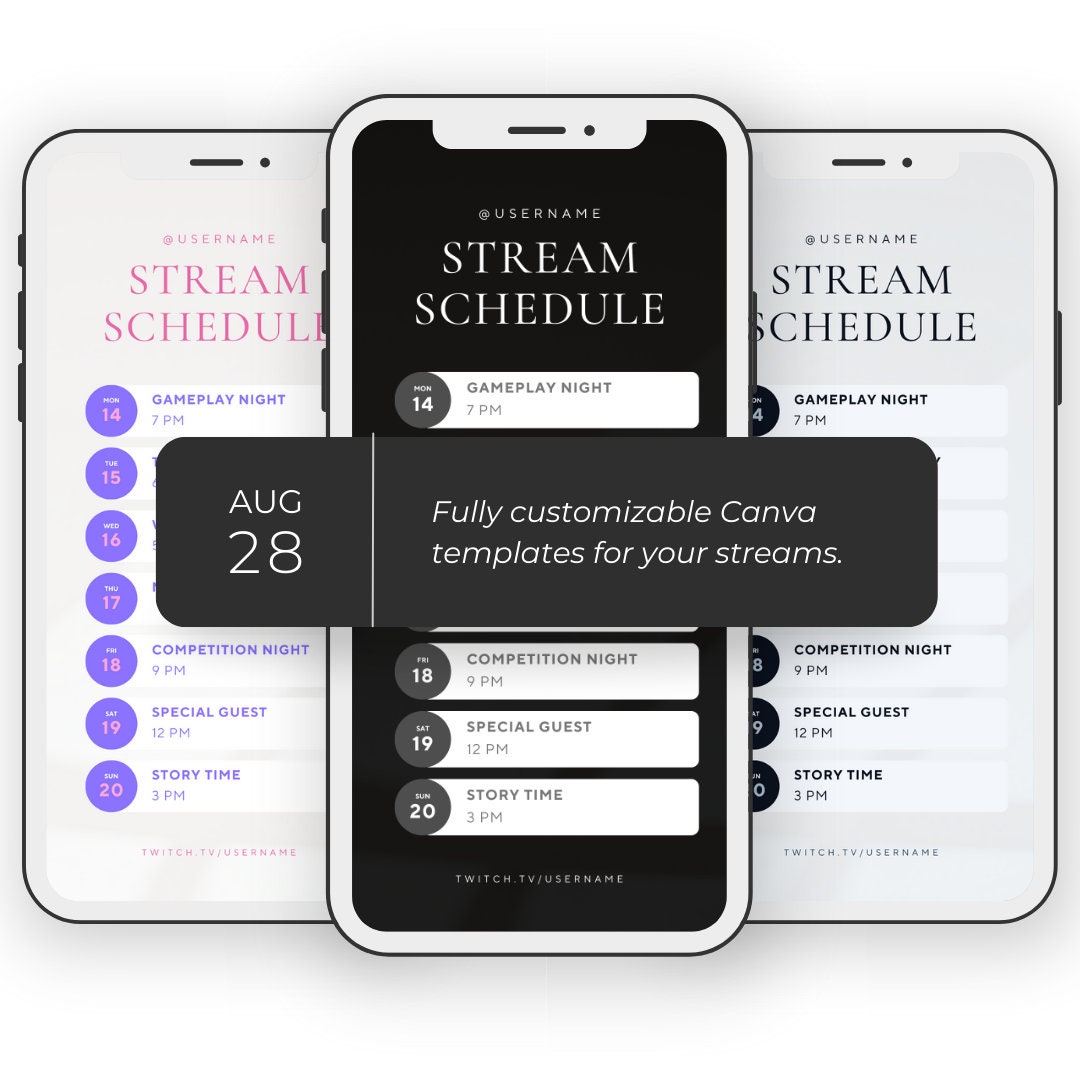 Editable Stream Schedule Canva Templates Fully Customizable Twitch ...