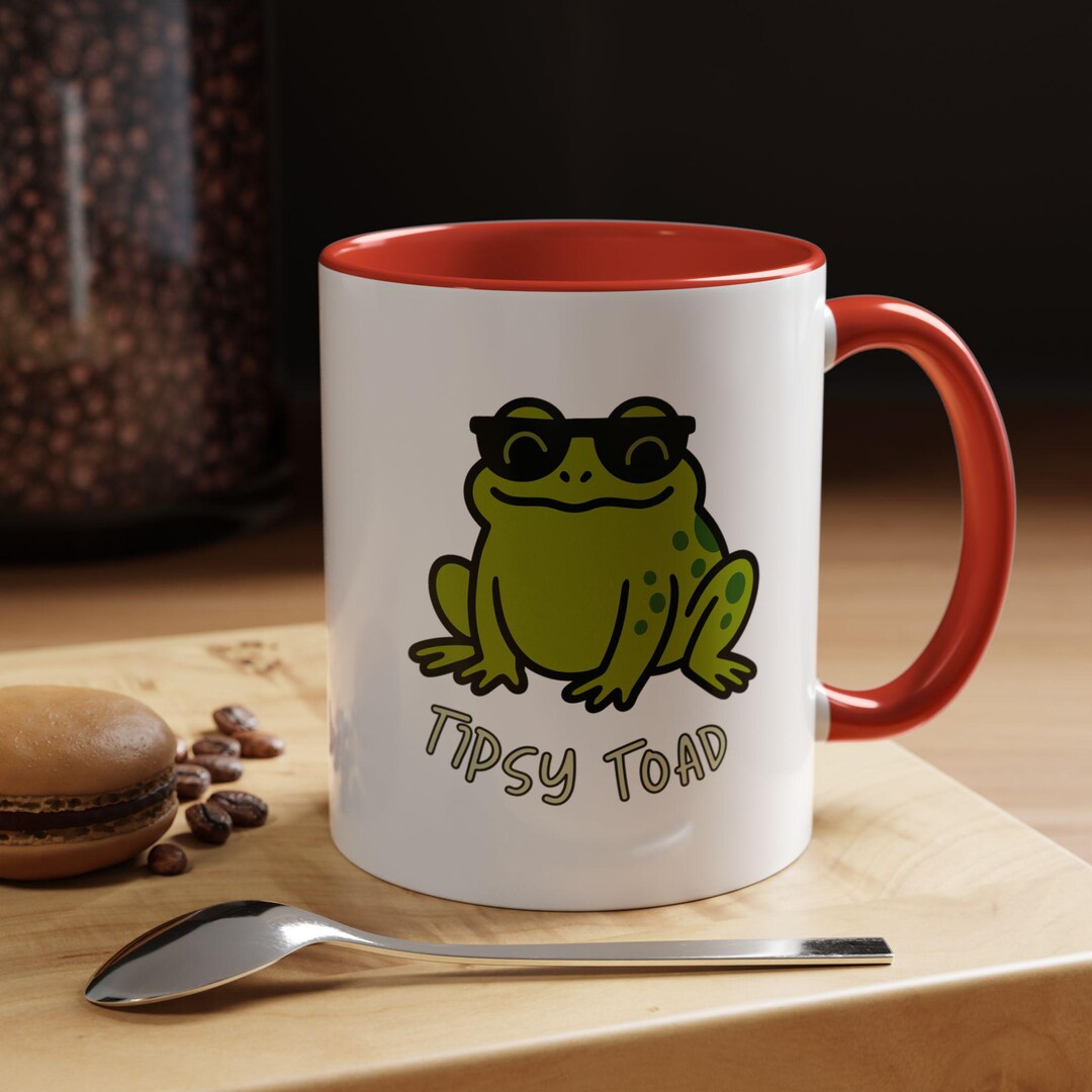 Tipsy Toad Mug With Sunglasses, Custom Funny Cute Cartoon Frog Coffee ...