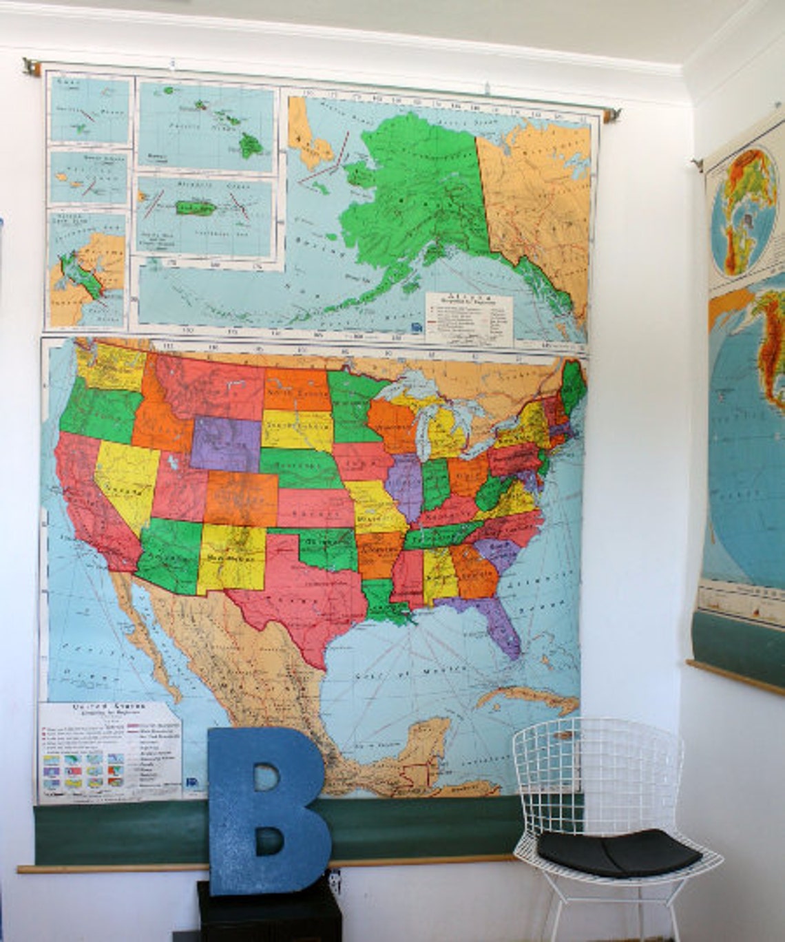 Vintage Mid Century Map of the United States - Etsy