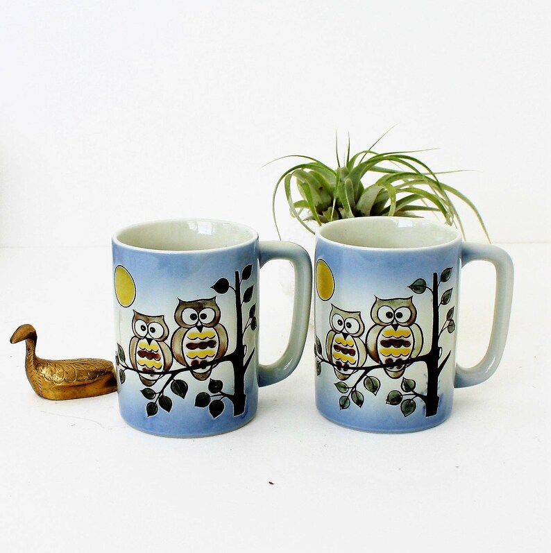 Vintage Otagiri Ceramic Owl Mug Set, Owl Mugs, Owl Collector,owl Coffee ...
