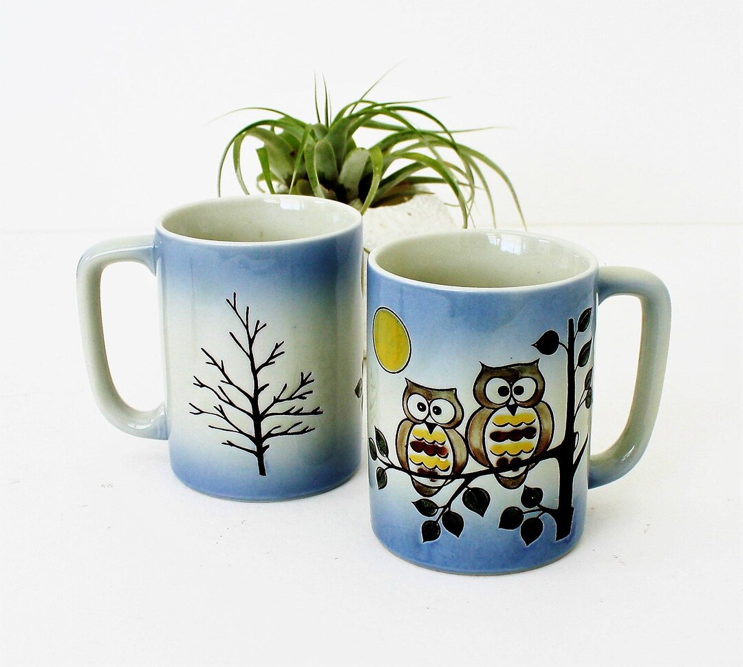 Vintage Otagiri Ceramic Owl Mug Set, Owl Mugs, Owl Collector,owl Coffee ...