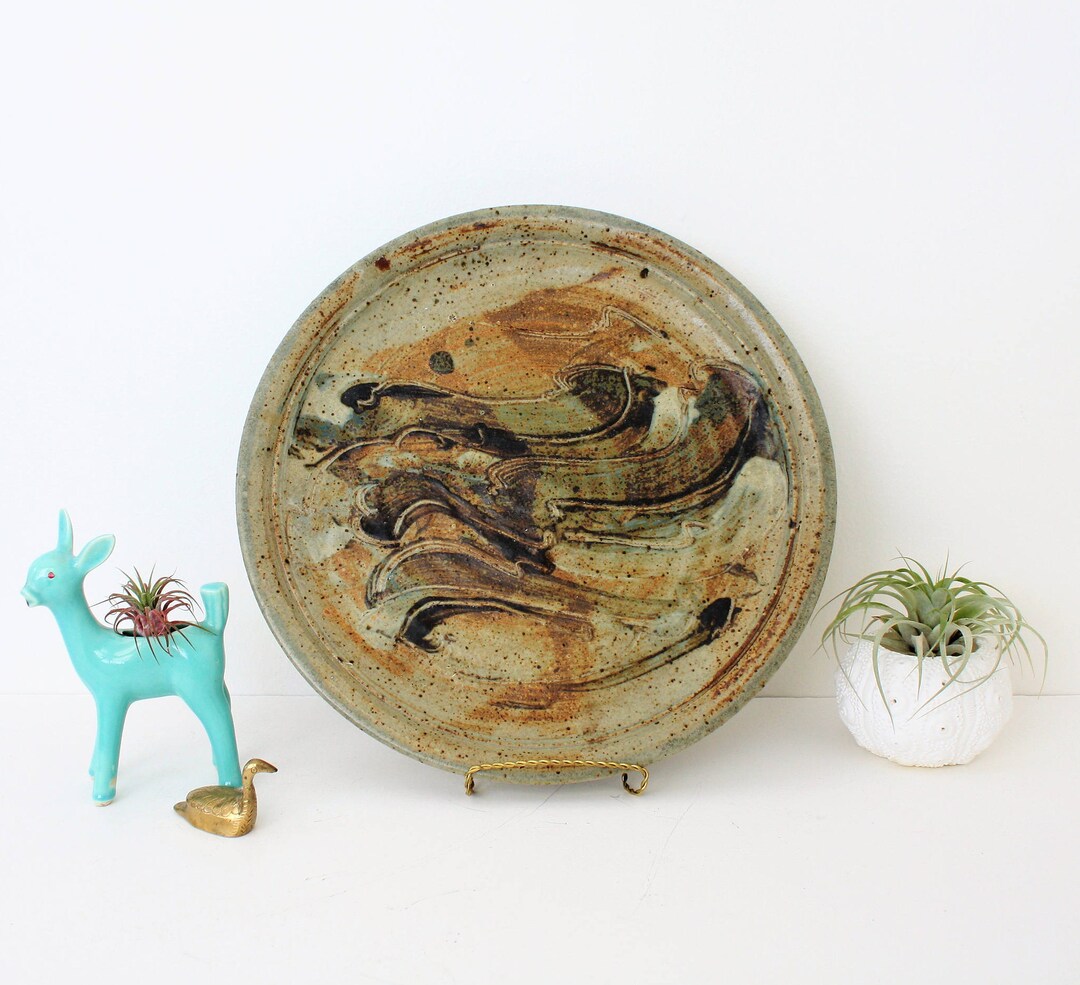 Vintage Large Ceramic Studio Pottery Plate, MCM Ceramic Platter ...