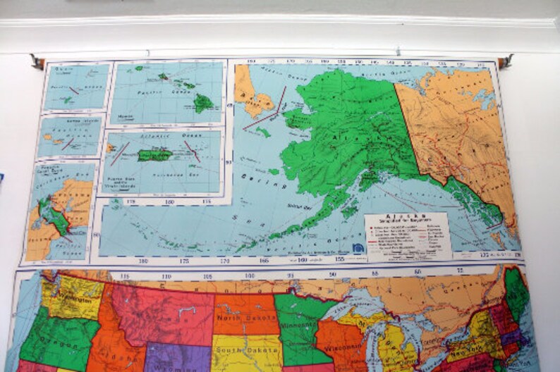 Vintage Mid Century Map of the United States - Etsy