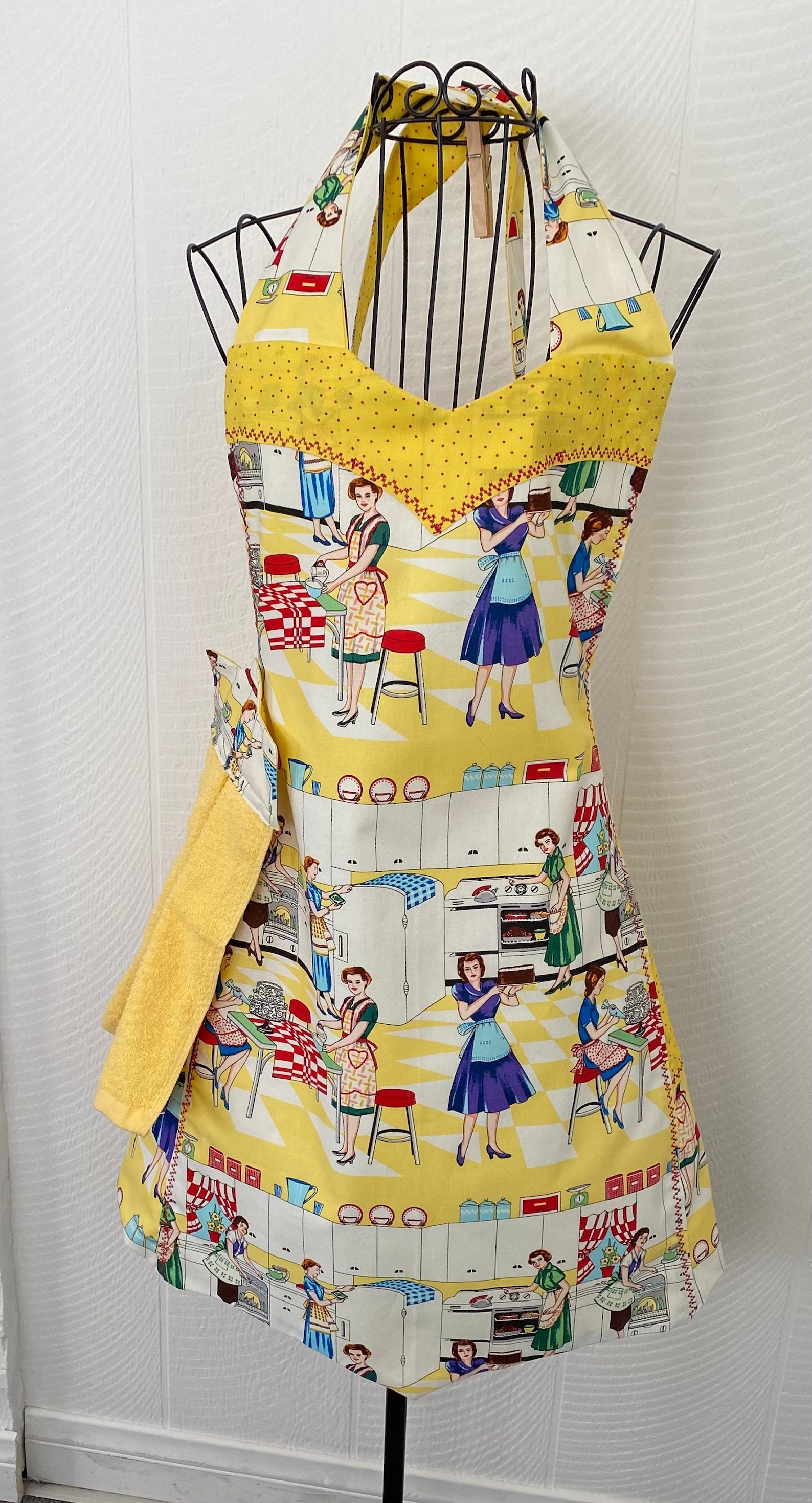 1940's Vintage Style Apron Reversible Women's Apron - Etsy