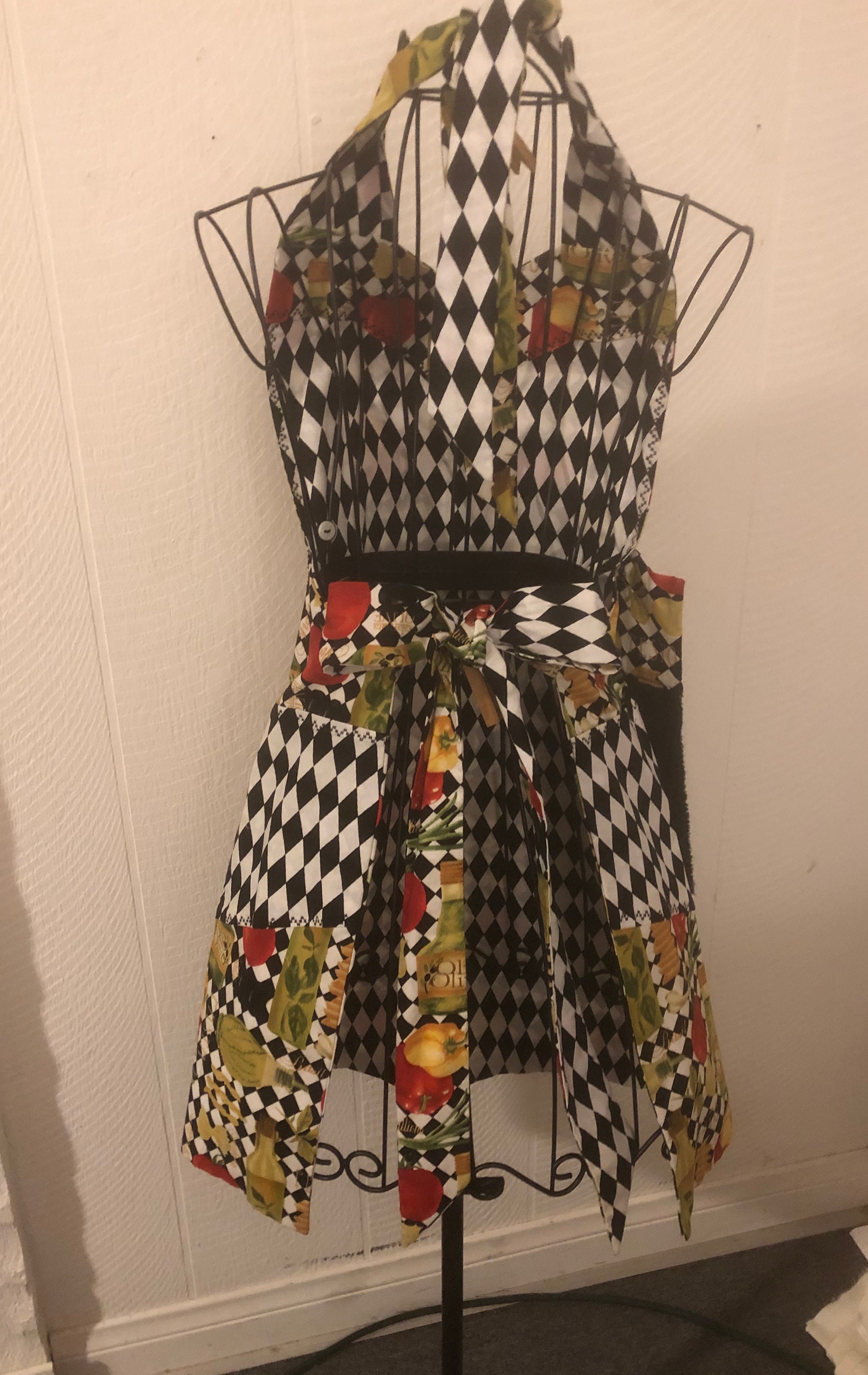 Italian Delight Apron, Multi Colored, 1940's Vintage Style, Reversible ...