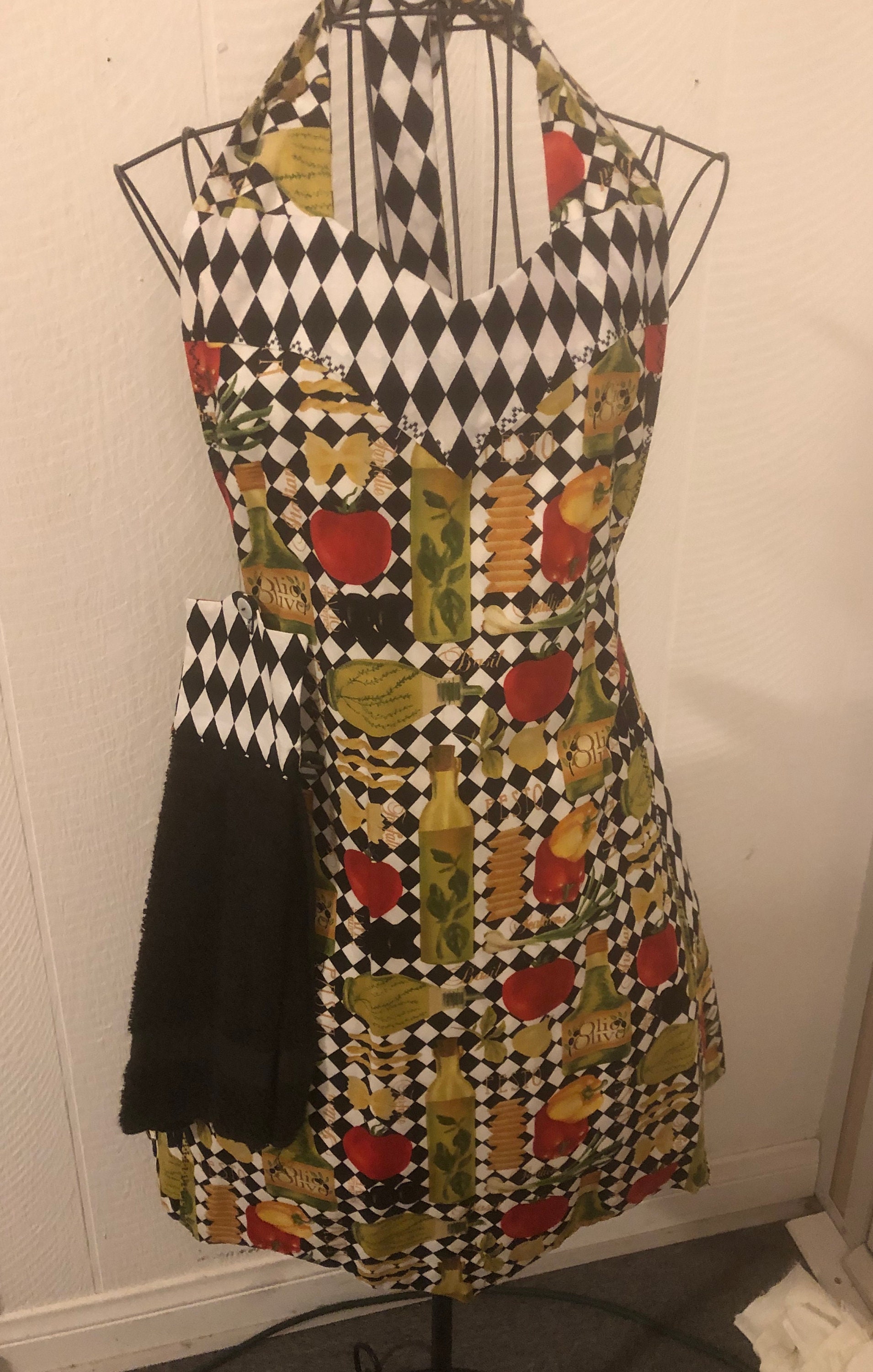 Italian delight apron multi colored 1940's vintage | Etsy