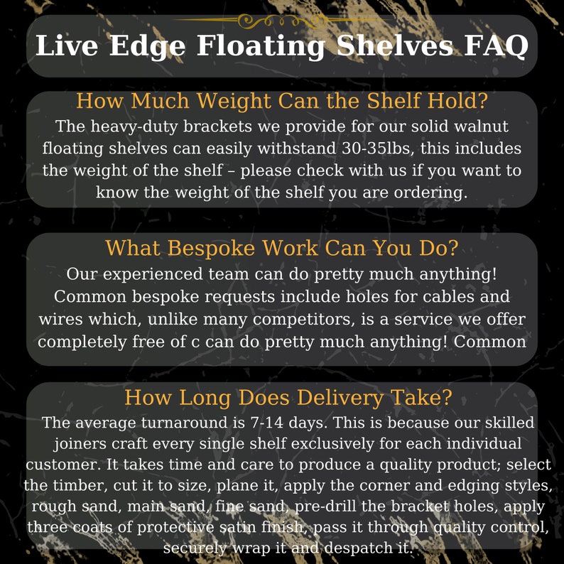 Heavy Duty Wood Floating Raw Edge Shelf for Bathroom or Kitchen Live ...