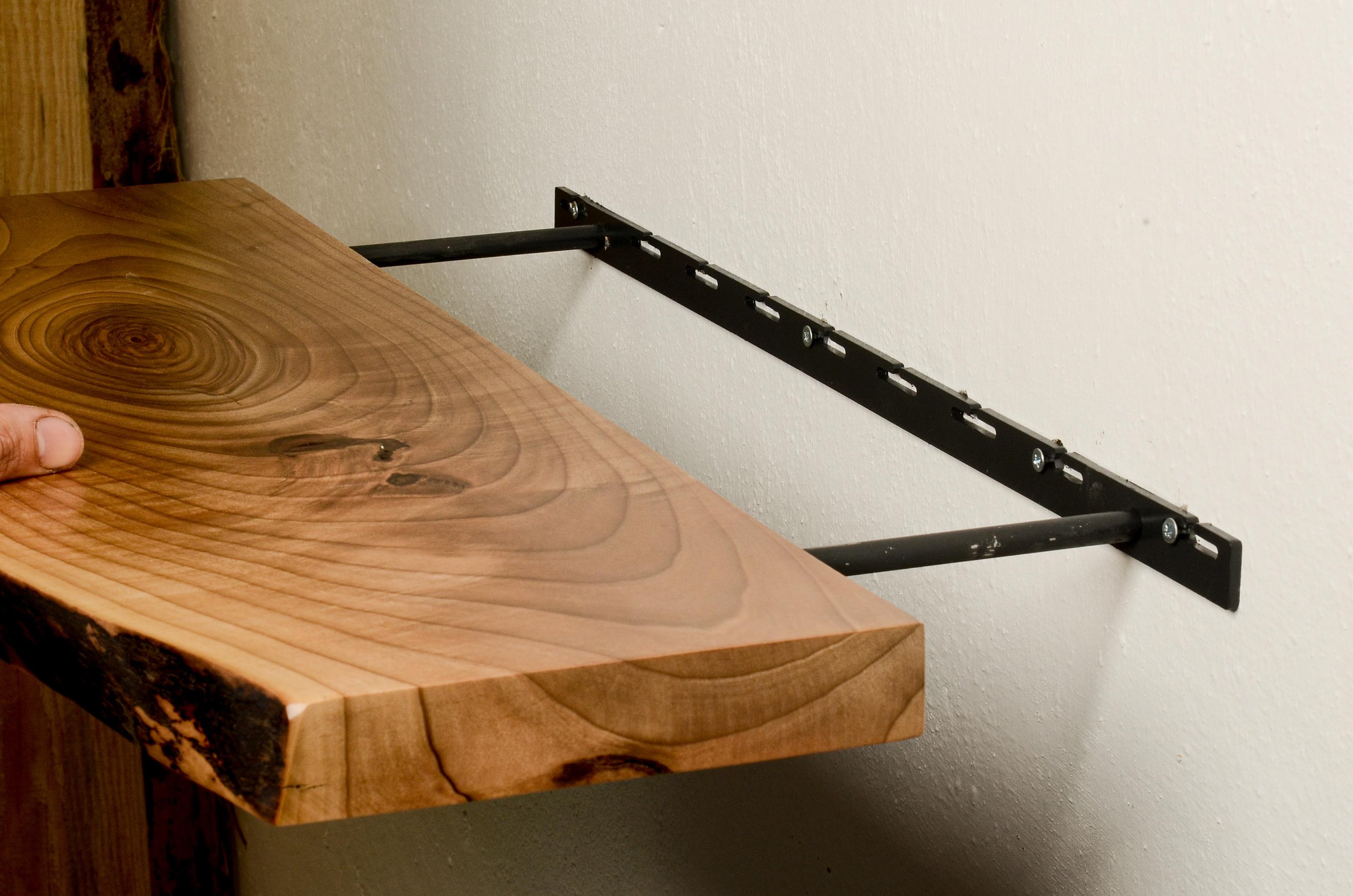 Heavy Duty Wood Floating Raw Edge Shelf for Bathroom or Kitchen Live ...