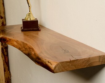 Heavy Duty Wood Floating Raw Edge Shelf for Bathroom or Kitchen Live ...