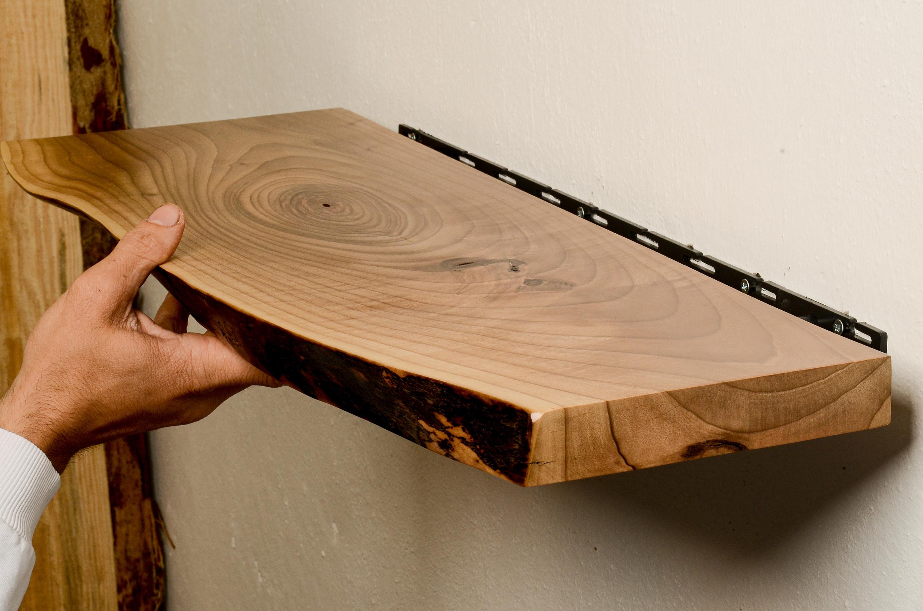 Walnut Wood Floating Shelf, Live Edge Bar Shelves, Whiskey Floating ...