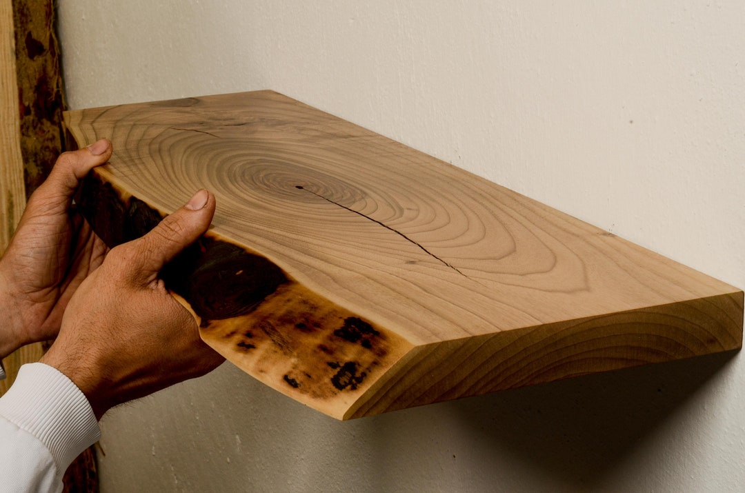 Bespoke Rustic Wood Floating Shelves Minimalist Home Live Edge Wall ...