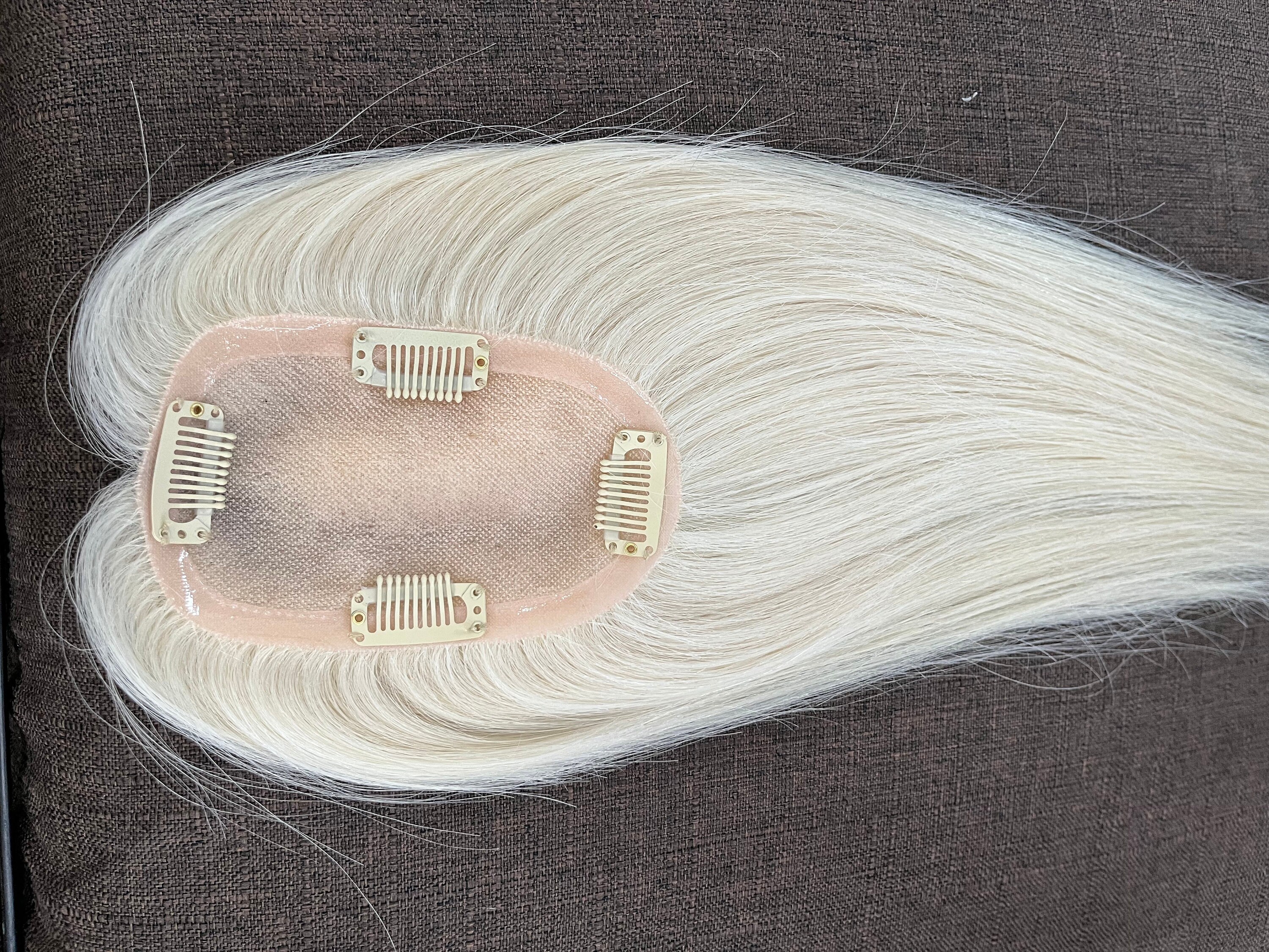 3x5 Small Size Hair Toppers, 60 Silver White Color Human Hair Topper ...