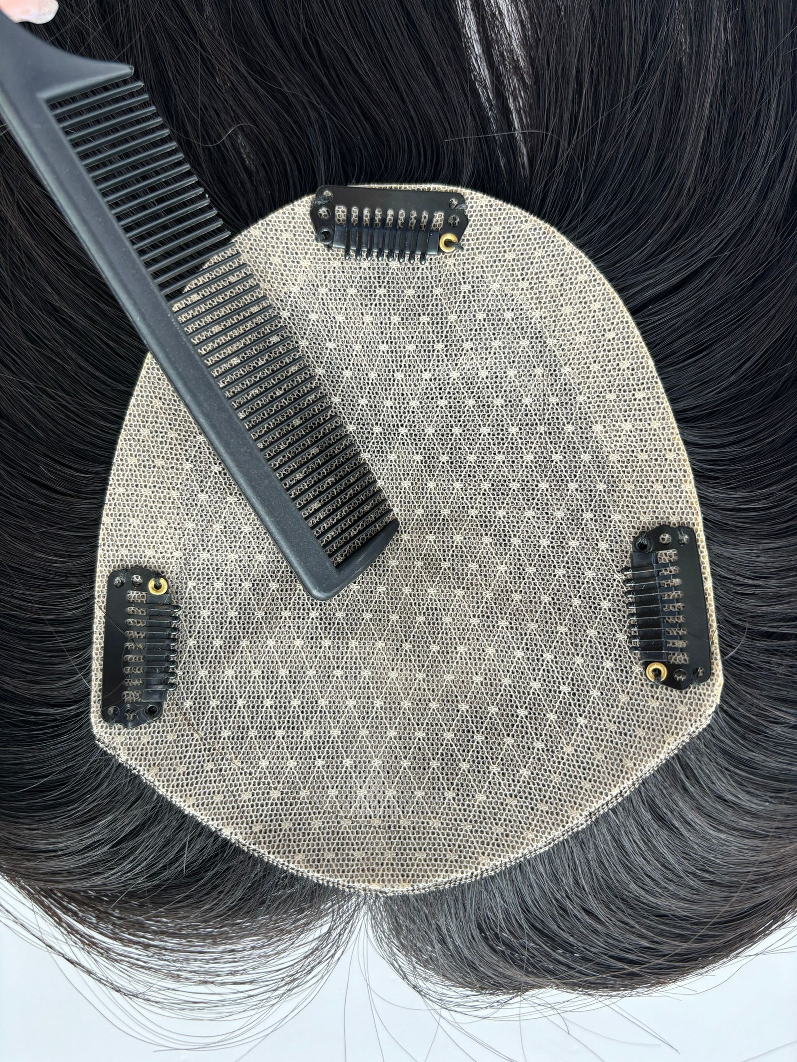 11x13cm Silk Basd Black Color Human Hair Topper, Natural Hairline ...