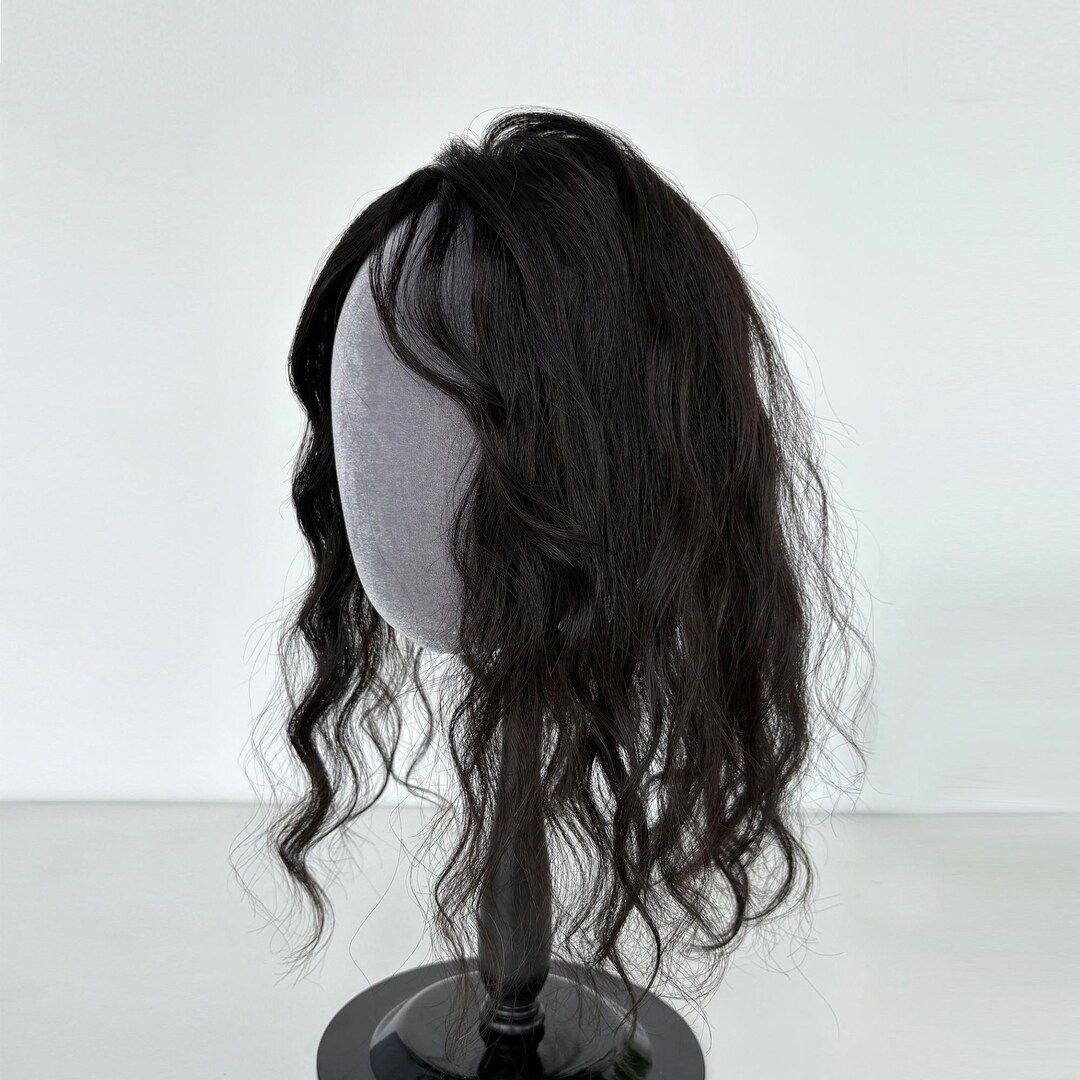 3.5×5.5'' Mesh Base Human Hair Topper | V-shape Hairline Hand-hooked ...