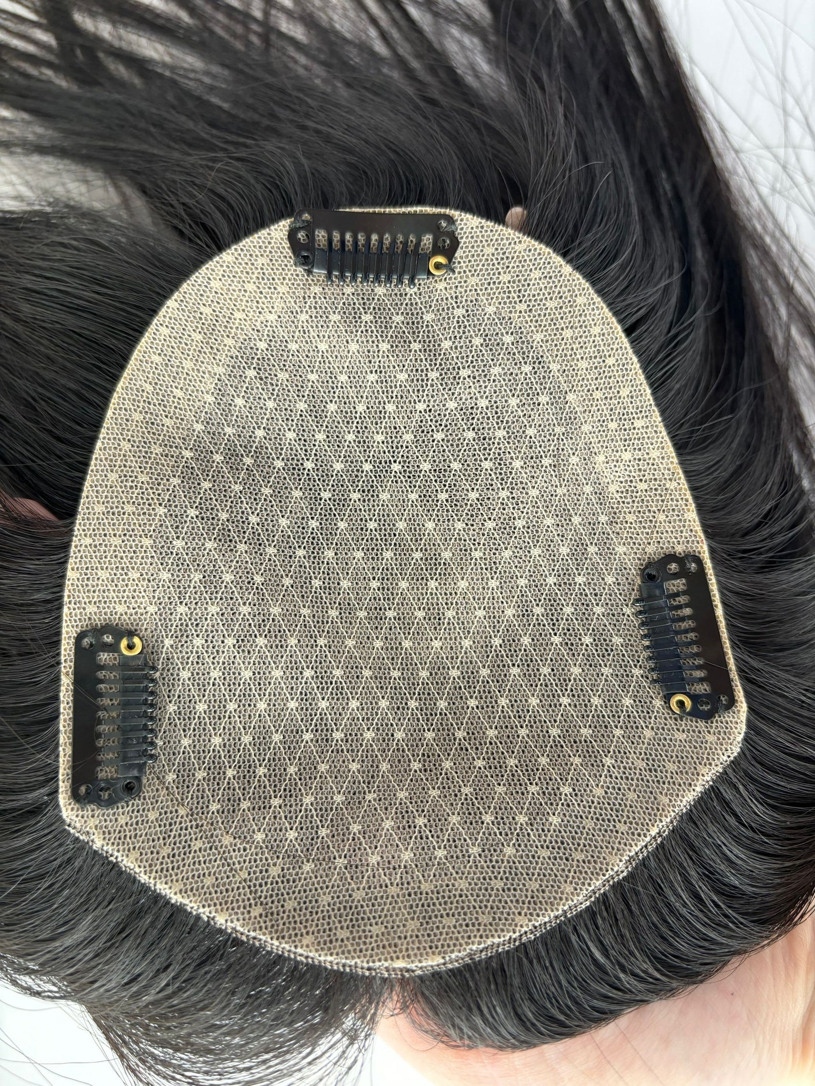 11x13cm Silk Basd Black Color Human Hair Topper, Natural Hairline ...