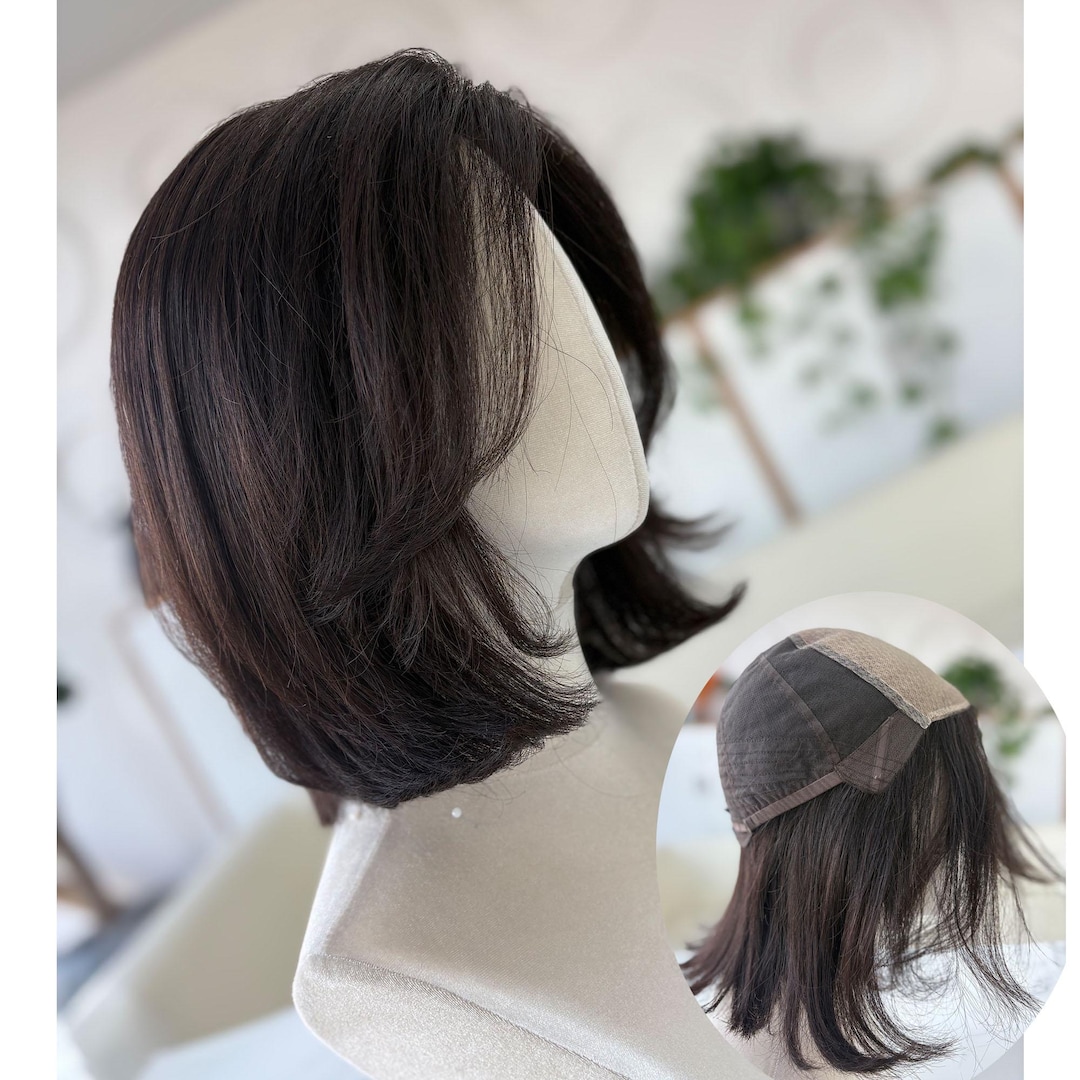 Real Human Hair Full Silk Base Lace Wig | 130% Black Airy Layered BOB ...