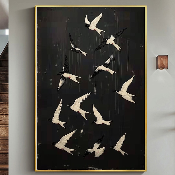 Original Birds Oil Paintings by Daiga Dimza Bright Colorful Abstract ...