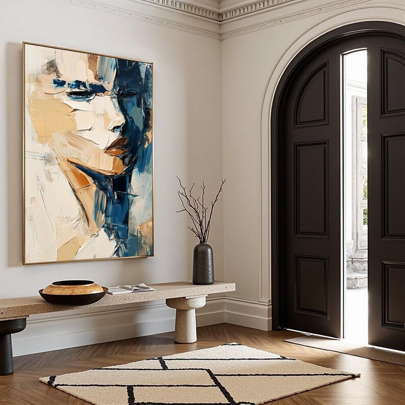 Textured Portrait Oil Painting on Canvas,expressive Face Art, Large ...