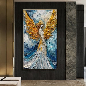 Custom Abstract Angel Oil Painting on Canvas, Original Wings Painting ...
