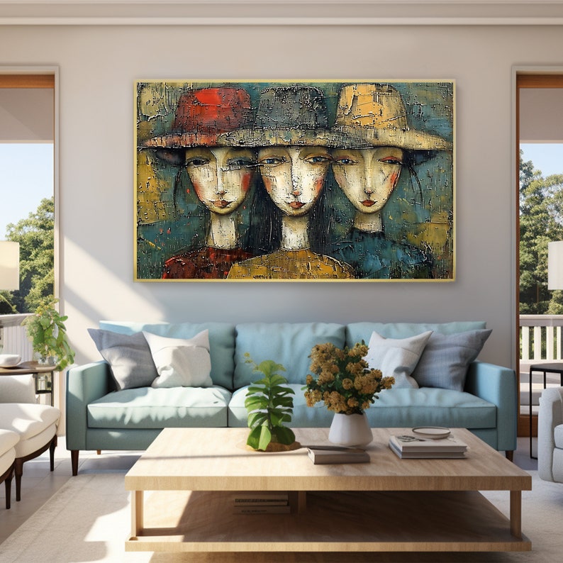 Abstract Cartoon Characters Oil Painting on Canvas, Original Portraits ...