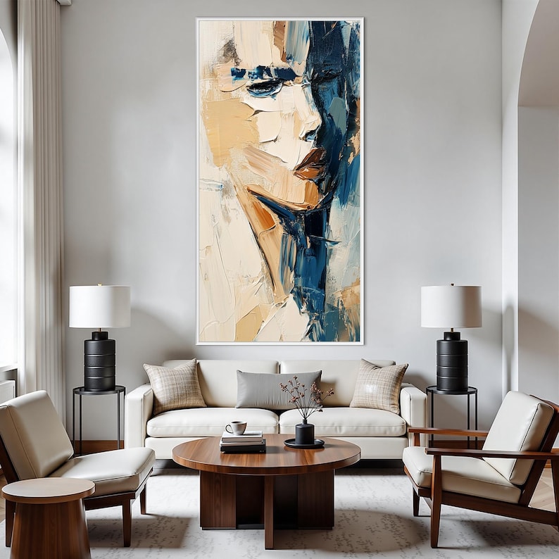 Textured Portrait Oil Painting on Canvas,expressive Face Art, Large ...