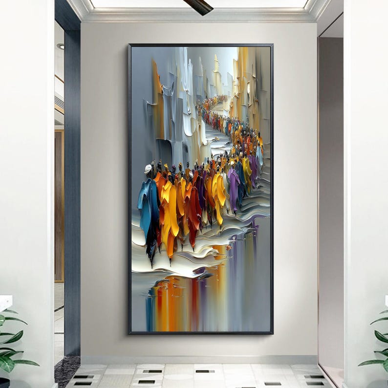 The Great Migration Painting, Colorful Textured Wall Art, Large Impasto ...